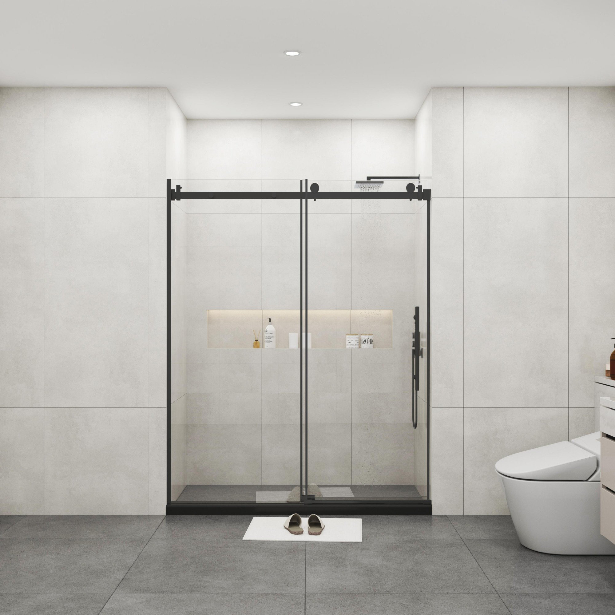 Arch Glass Designs 72 "Wx 76"H Frameless Double Sliding Shower Door | Wayfair